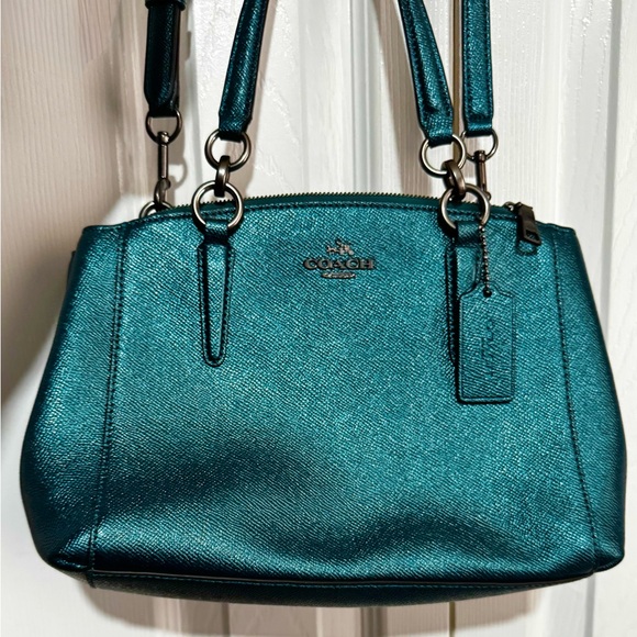 Coach | Bags | Coach Mini Christie Carryall Bag In Metallic Dark Teal ...